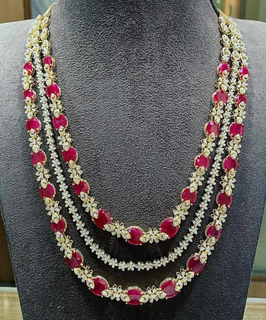 Dazzling Ruby Diamond Necklace Designs - Dhanalakshmi Jewellers Dazzling Ruby Diamond Necklace Designs - Dhanalakshmi Jewellers